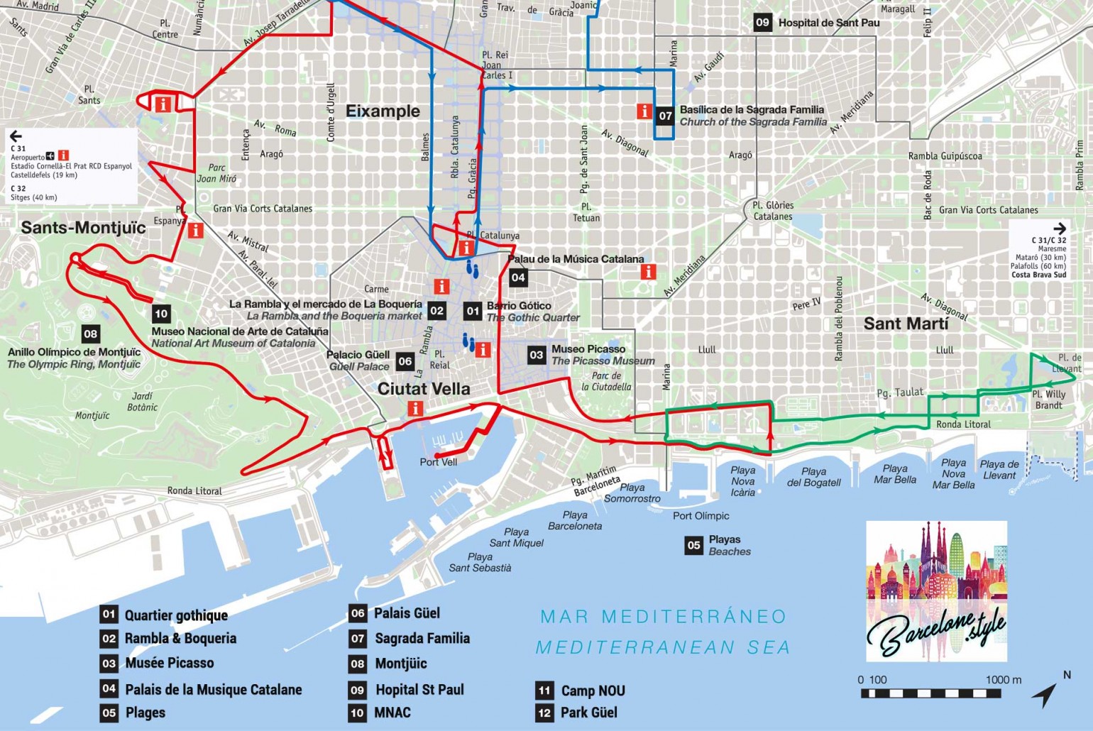 Metro Barcelone lignes plan horaires