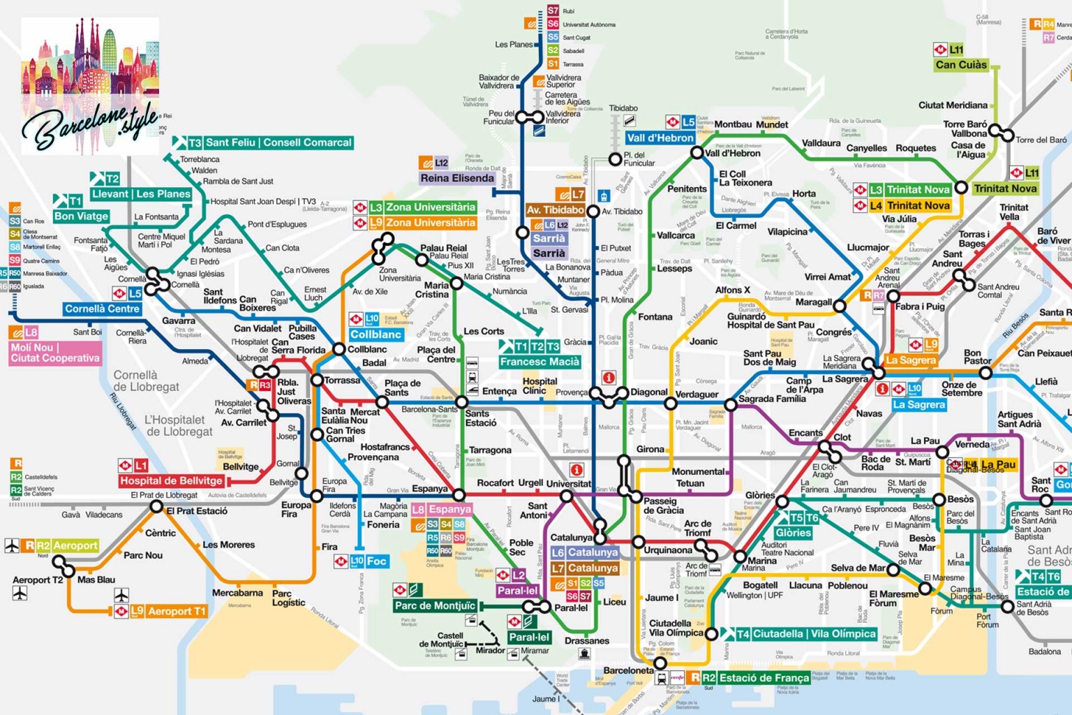 Carte transport Barcelone téléchargez gratuitement le plan métro tram bus