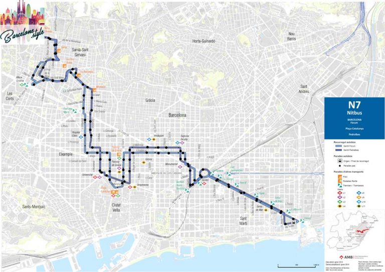 Les Bus de nuit de Barcelone - plan horaire NitBus